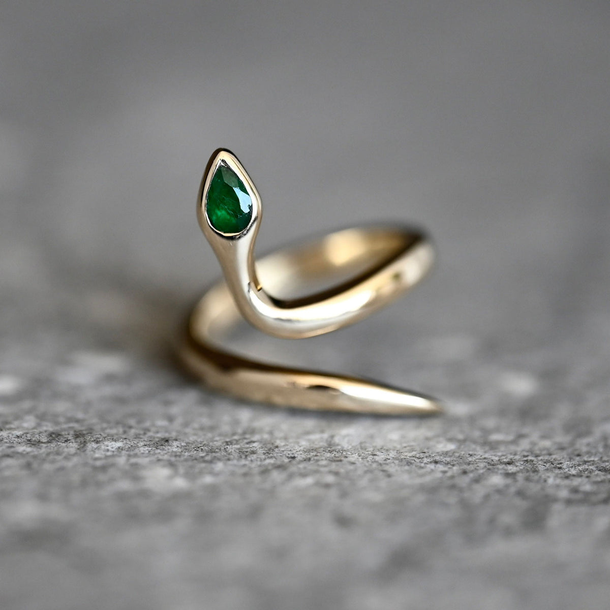Emerald Snake Ring with Zambian Emerald Gemstone