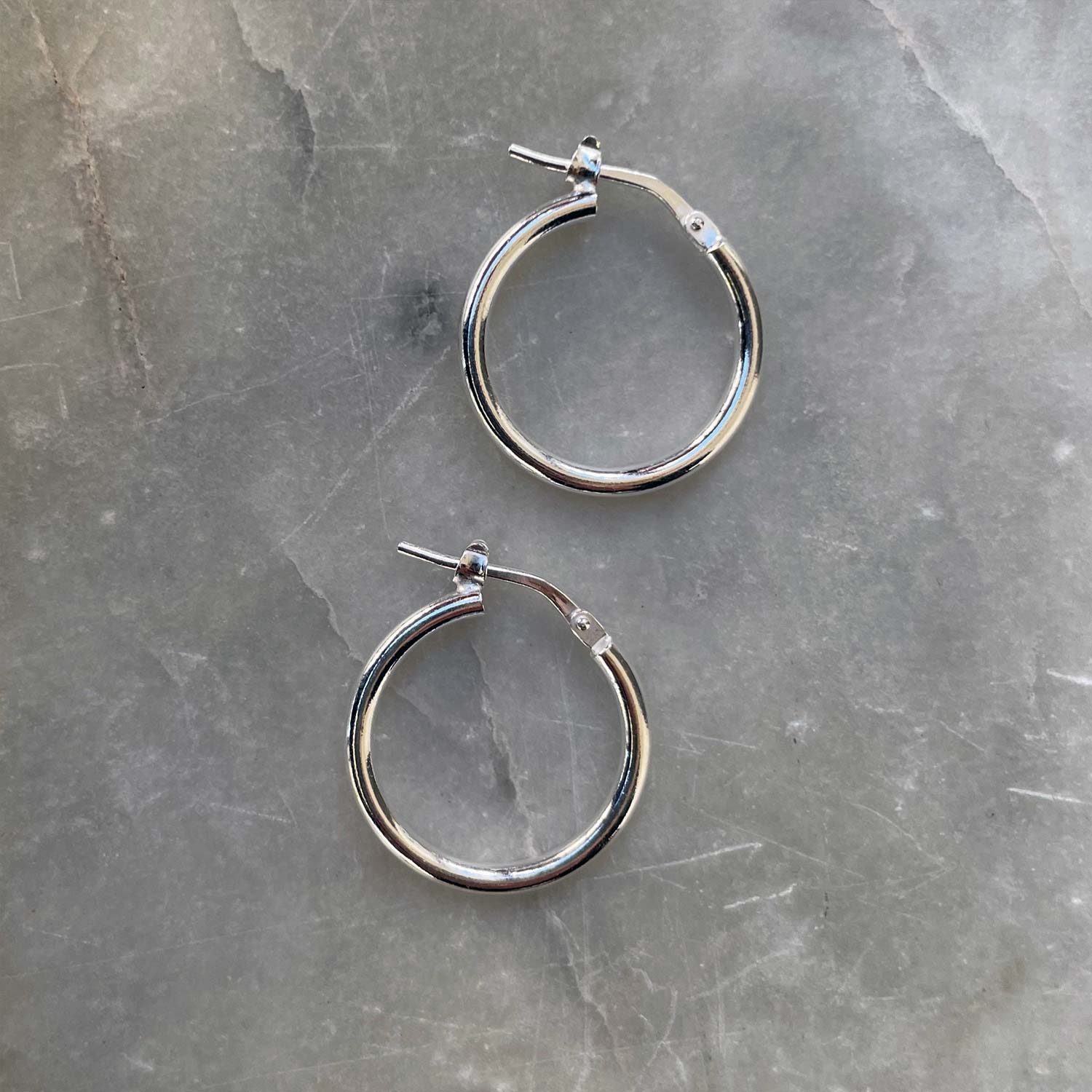 Silver 15mm Thin Hoops