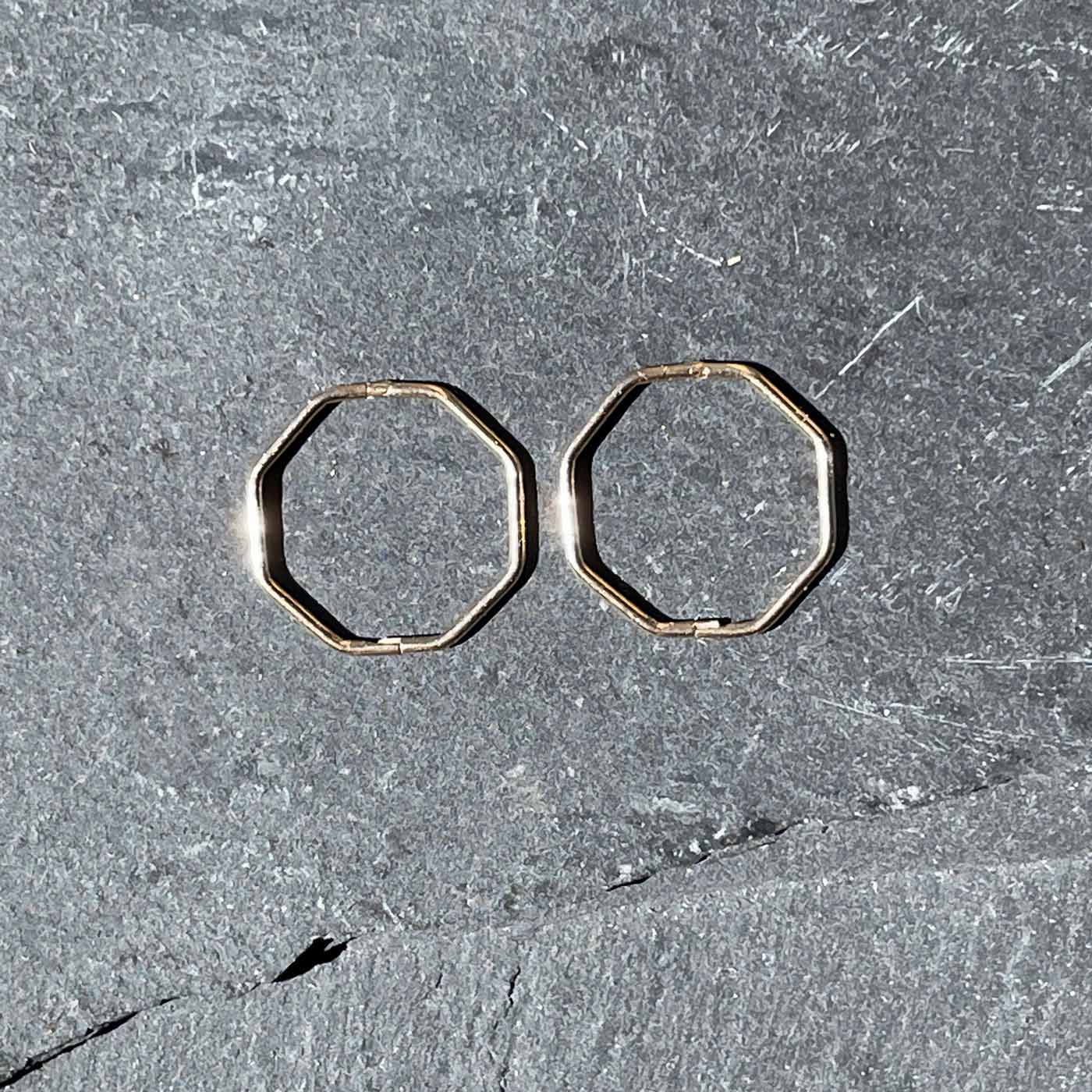 Gold Hexagon Hoops - Earrings