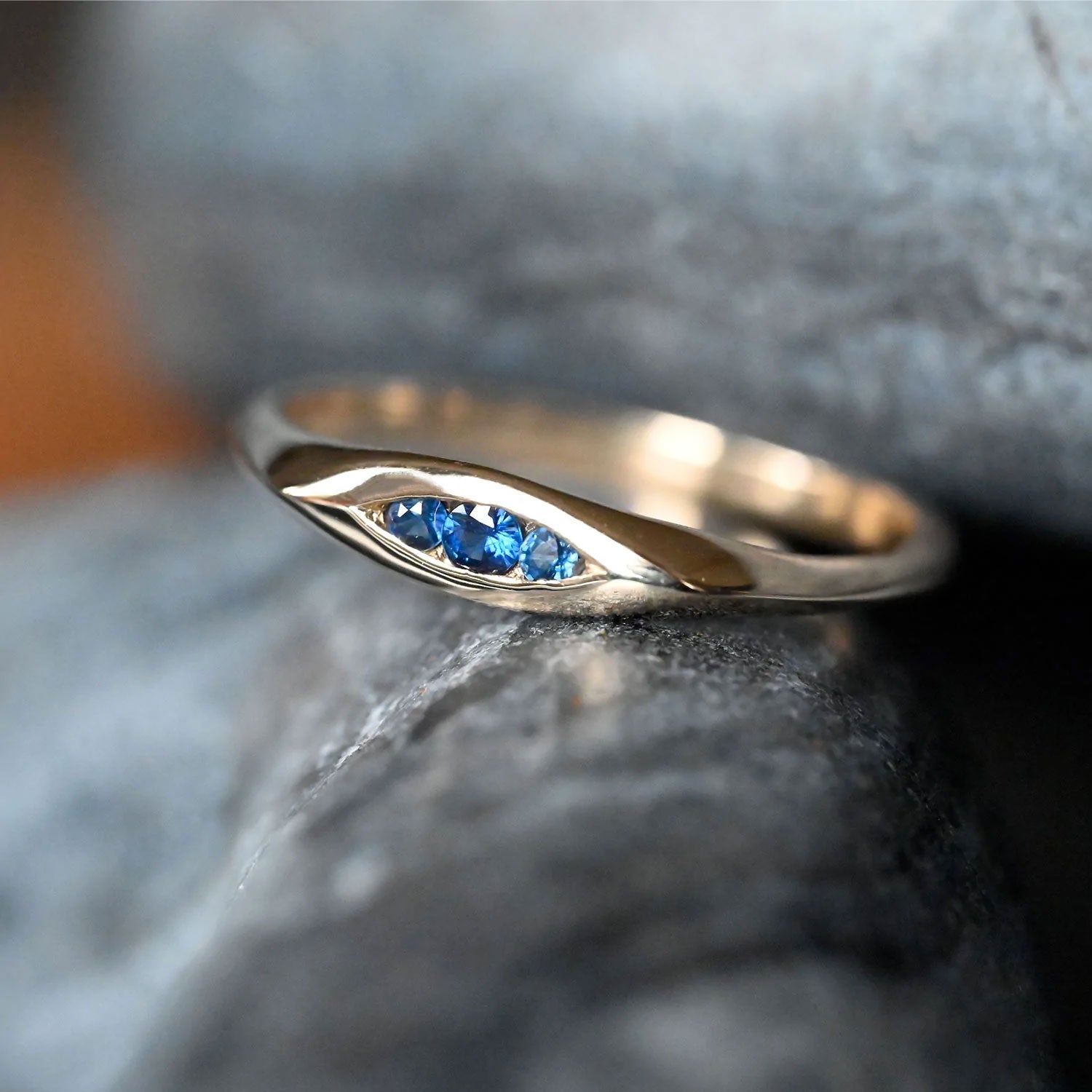 Burning Embers Blue Sapphire Gold Ring