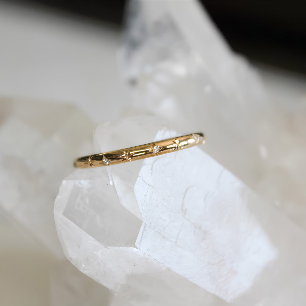 A Diamond Starry Ring - 9ct Gold Ring with Diamonds